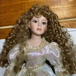 Vintage | Toys | Porcelain Elegant Gold And Cream Angel Doll 22 Tall ...